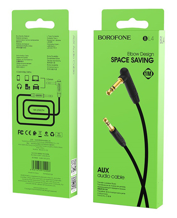 Аудіо-кабель AUX для телефона/ смартфона Borofone BL4 3.5mm jack 1 м Чорний (ID#1375454125 ...