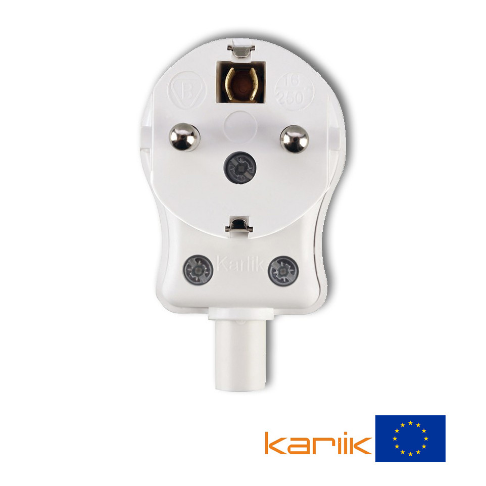 Вилка кутова Karlik WK-1us з заземленням 16А 250В біла розбірна ...