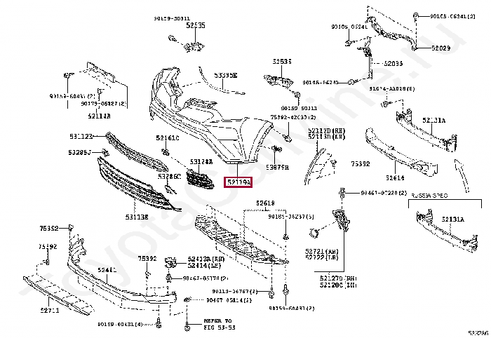 Бампер передній Тойота РАВ 4 IV (52119-0R917), Toyota RAV 4 52119-0R917 ...