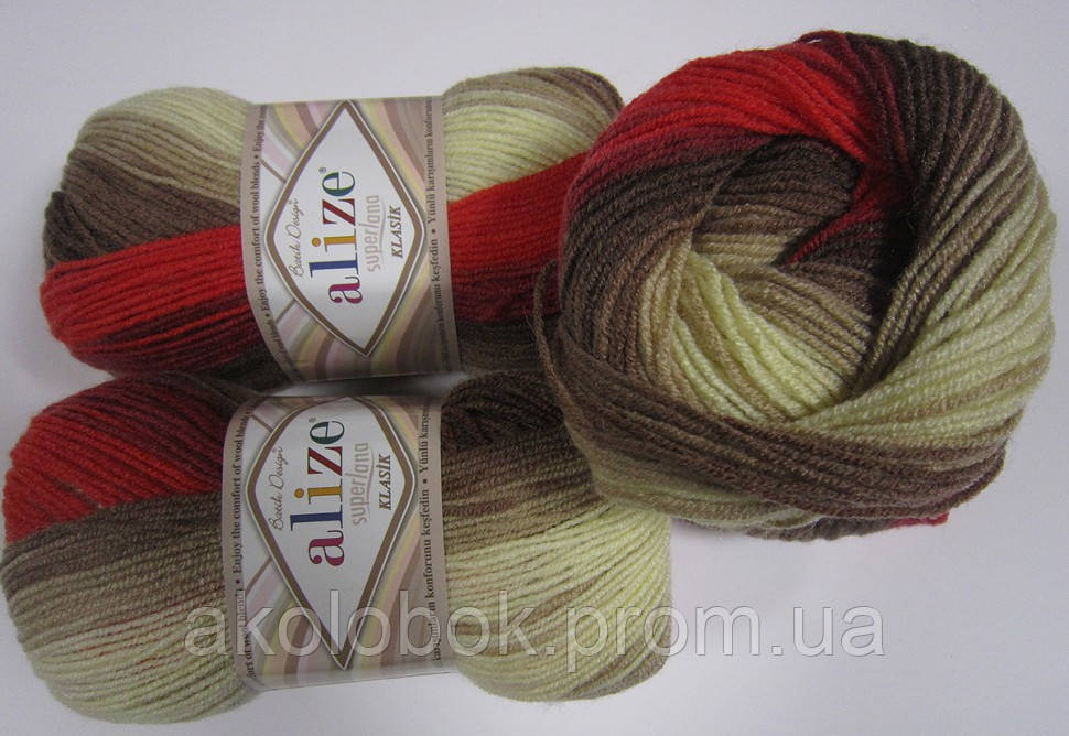 Турецкая пряжа для вязания вязания Alize Superlana Klasik batik (суперлана классик батик ) 4574 ...