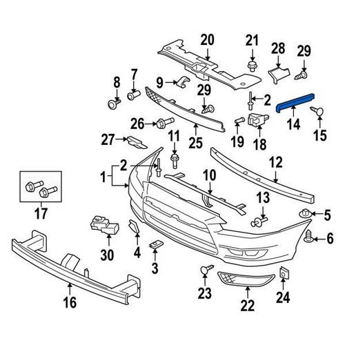 Купить Крепление переднего бампера Mitsubishi Lancer X 2007-2015 правое ...