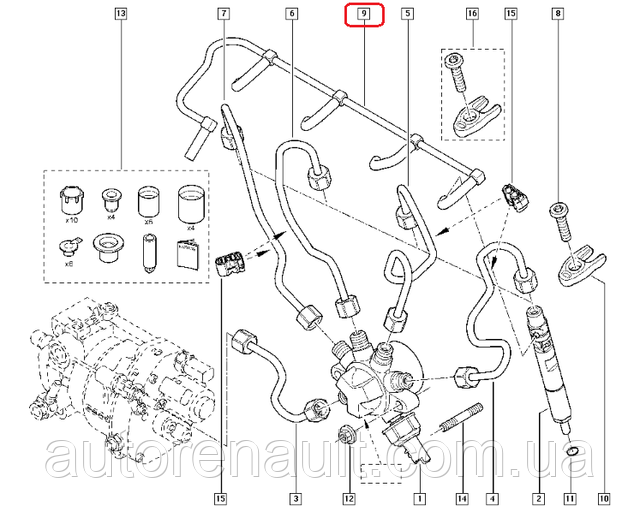 Купить Шланг обратки на форсунки на Рено Меган III 1.5dCi(84л.с.) — RF ...