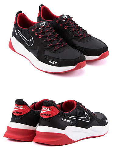 Мужские кожаные кроссовки Nike (Найк) Black AIR MAX, мужские туфли ...