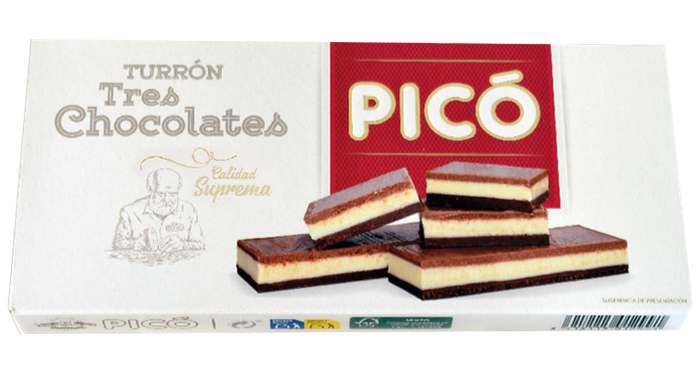Туррон 3 шоколада БЕЗ ГЛЮТЕНА Turron de Coco banado al Chocolate PICO ...