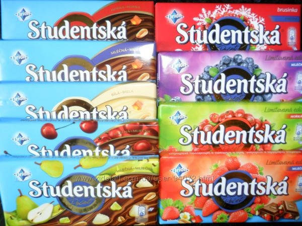 Шоколад Studentska Pecet в ассортименте 180 г Чехия(80шт/5уп), цена 49. ...
