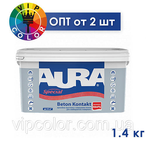 Aura Beton Kontakt, 1.4кг грунтовка с кварцевым песком для внутренних и ...