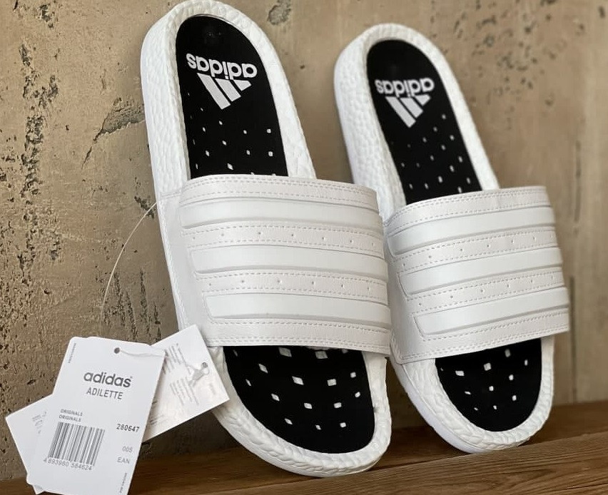 Купить Мужские сланцы Adidas Adilette Slippers White Black / шлепанцы ...