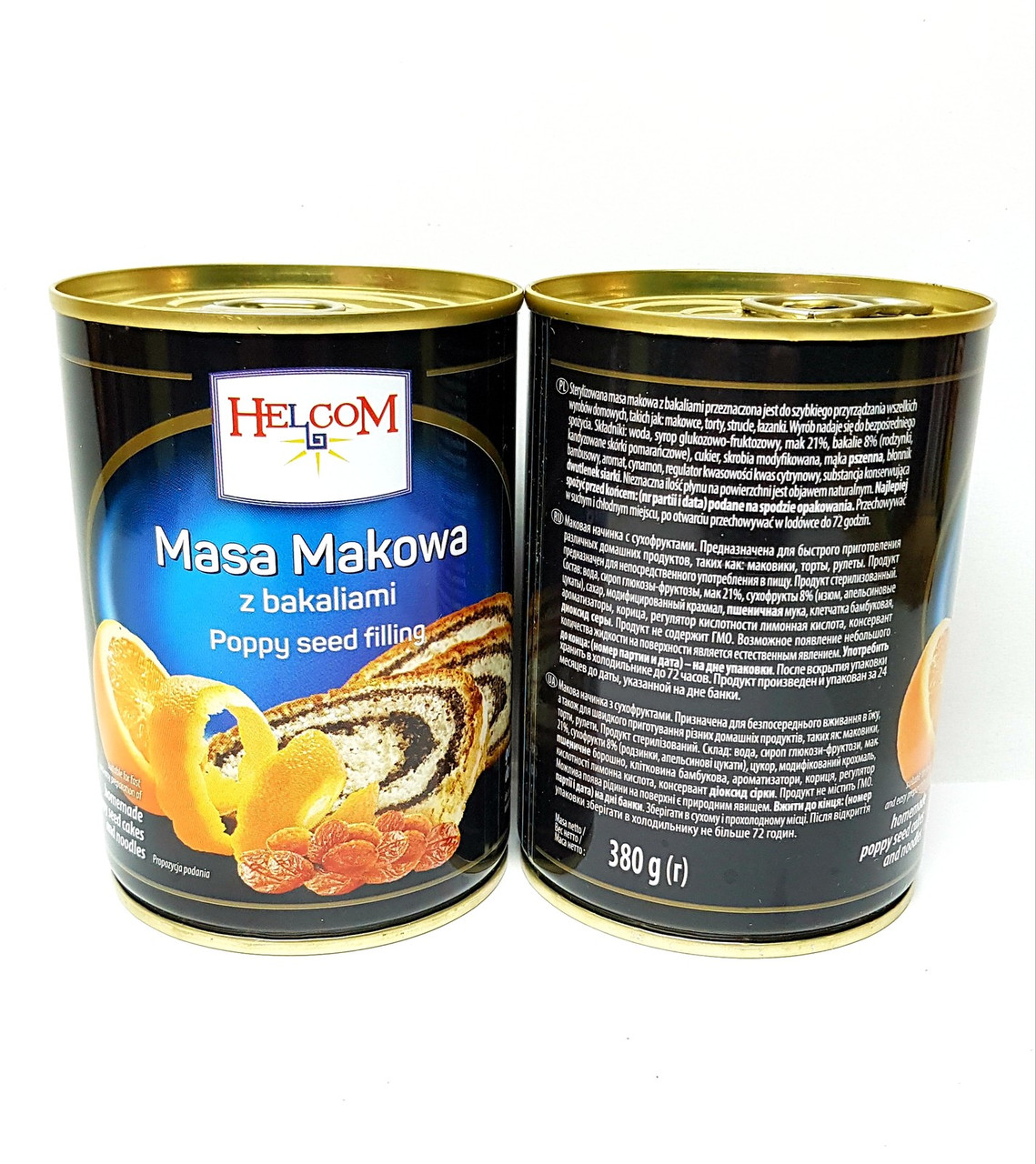 Макова начинка (маса) зі шматочками сухофруктів Helcom, 380 г (Польща), ж/б, польський мак у ...