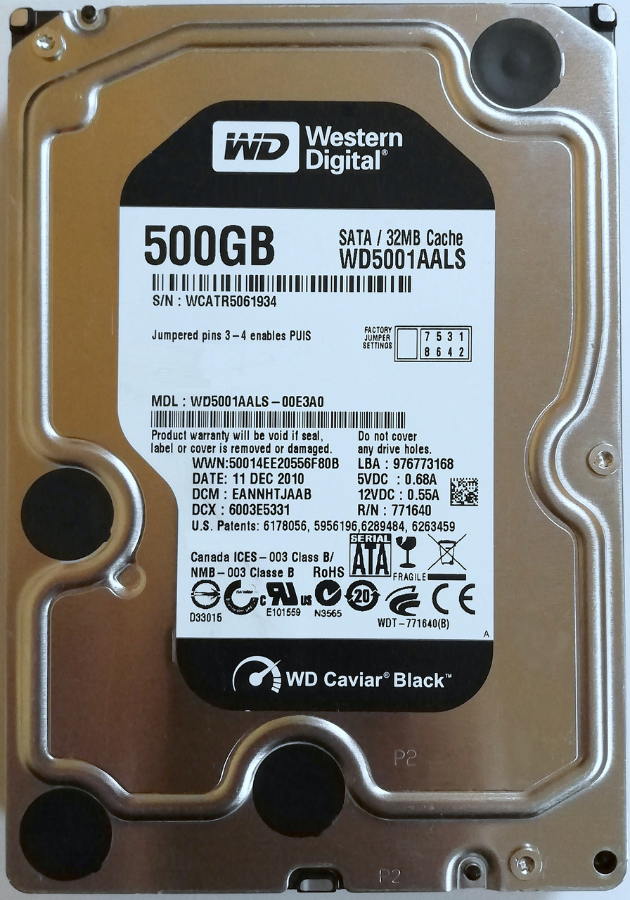 Жорсткий диск для комп'ютера Western Digital Claviar 500GB Black 3.5 ...