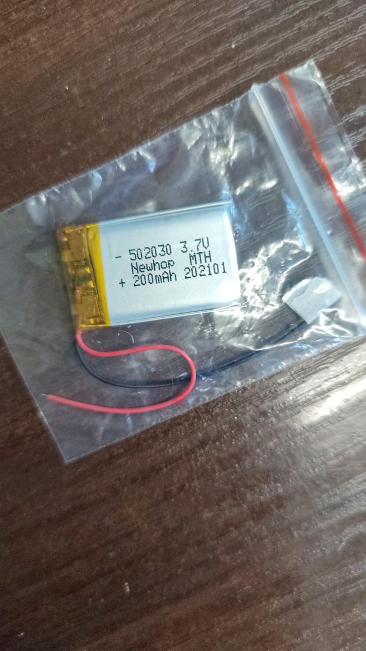 Аккумулятор 200mAh 3.7v 502030 для видеорегистраторов, кейсов наушников ...