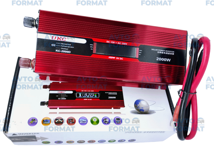 Авто инвертор UKC 12V-220V 2000W, Преобразователь напряжения 12В 220В 2000Вт (ID#1397203805 ...