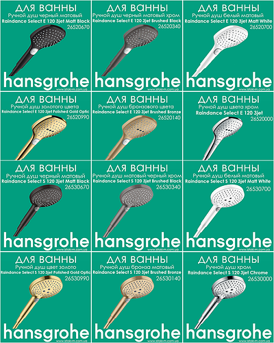 Ручний душ чорного матового кольору HANSGROHE Raindance Select S 120 ...