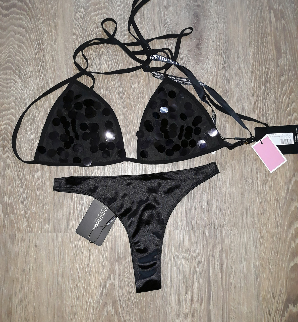 Купальник Бикини Мягкий с Пайетками на Лифе и Сатиновыми Плавками ...