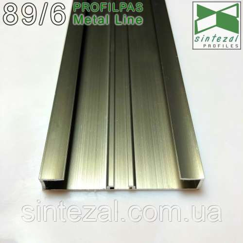 Алюмінієвий плінтус Profilpas Metal Line 89/6 Титан Сатин, 60х10х2000мм ...