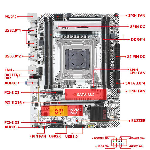 Материнська плата X99-PLUS D4 LGA 2011-3,DDR4, Xeon E5 V3&V4, SATA-3 ...
