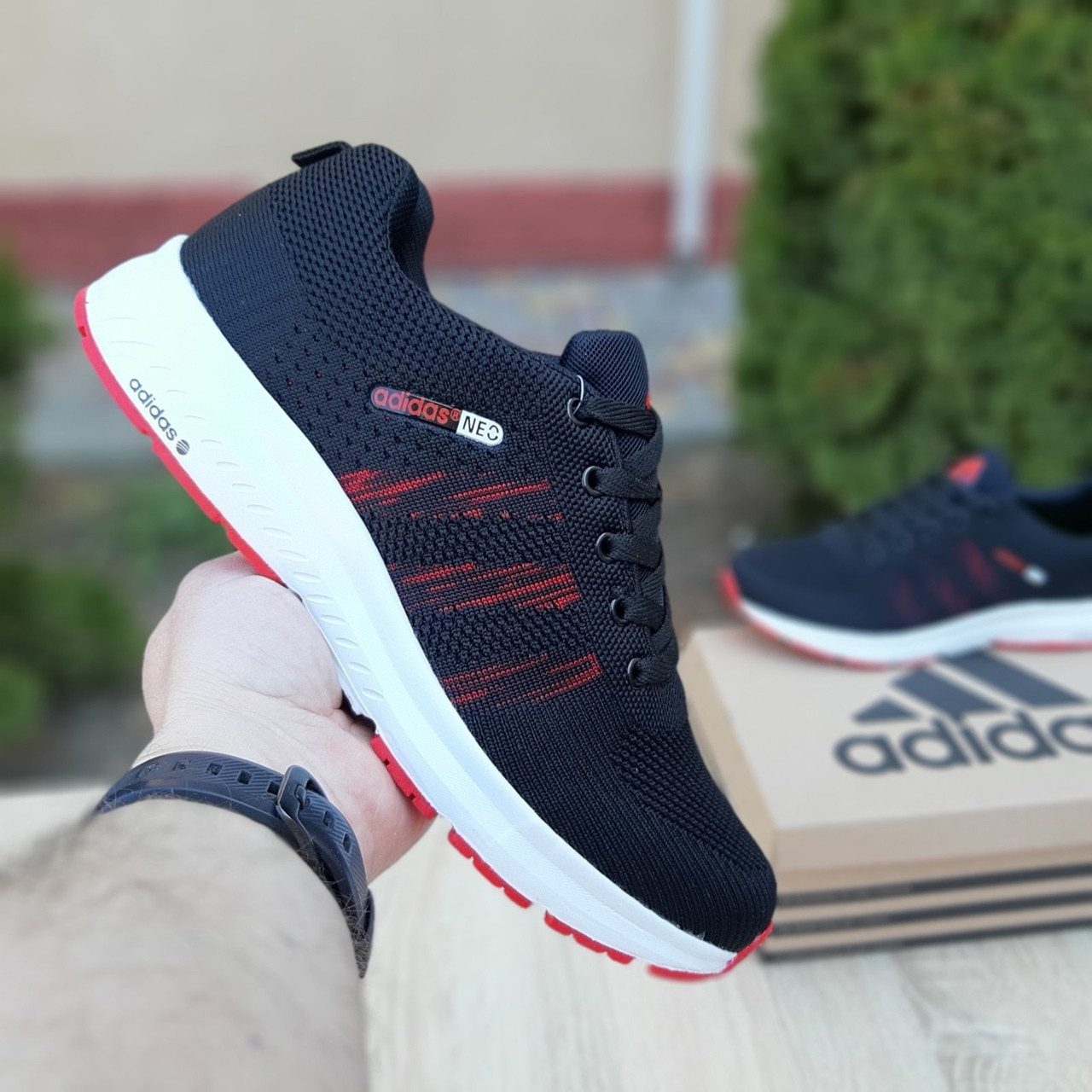 Кроссы мужские Adidas NEO черные с красным. Стильные мужские кроссовки ...