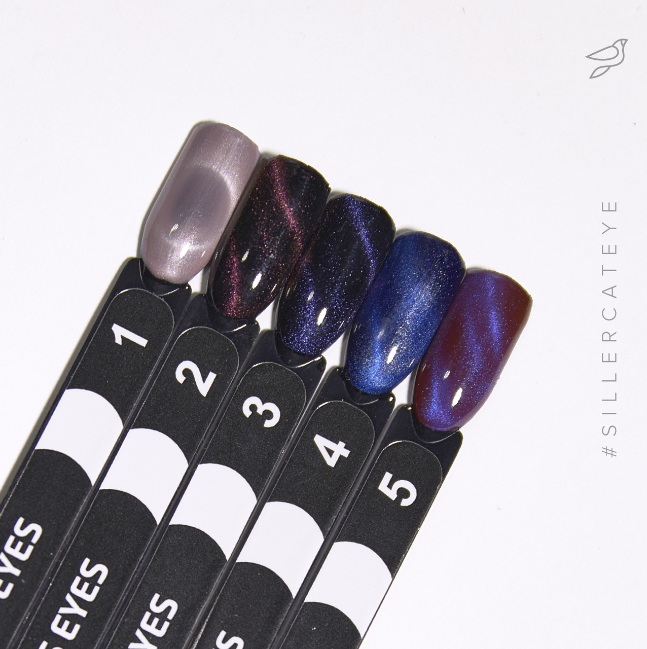 Палітра відтінків гель-лаків Siller Cat s Eye No 1-5 (8 мл) (ID ...