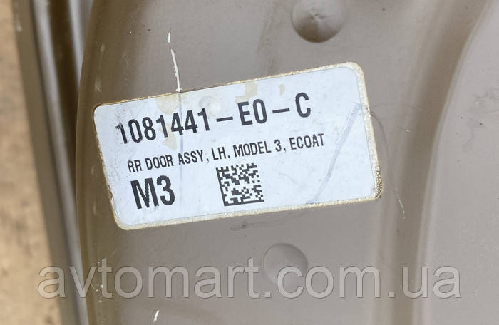 Двері задня ліва 1081441-e0-c Tesla 3 Дверка задня ліва Тесла Model 3 ...