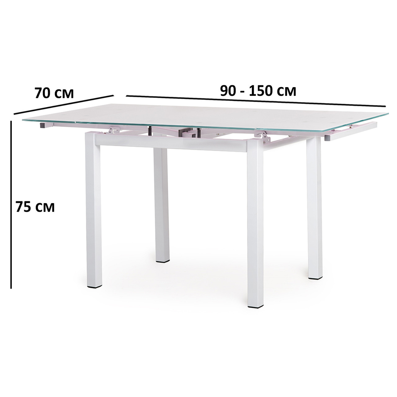 Белый Прямоугольный Раскладной Стол со Стеклянной Столешницей Vetro ...