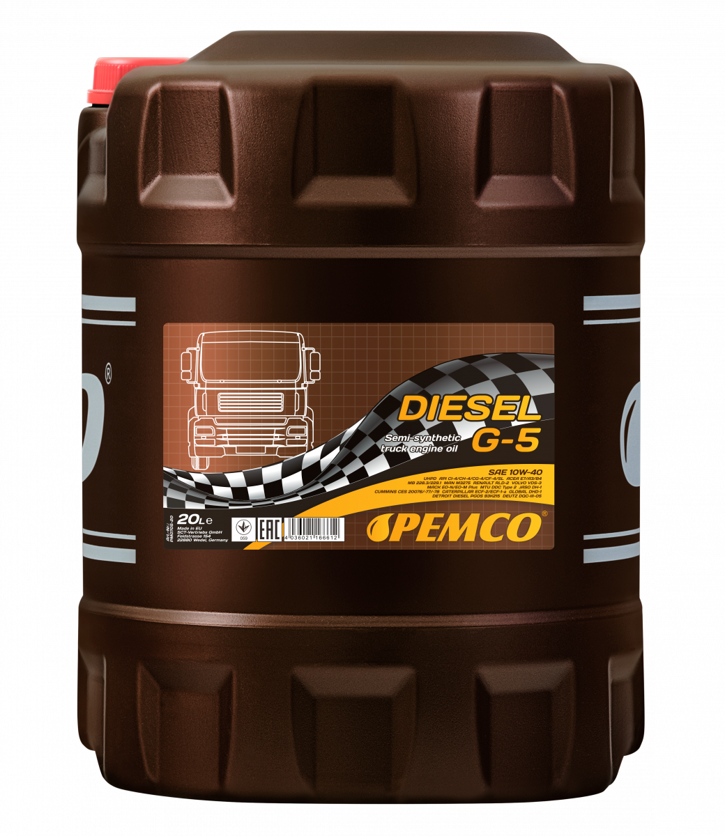 Моторное масло Pemco DIESEL G-5 UHPD 10W-40 20л дизельное полусинтетическое для грузовиков (ID ...