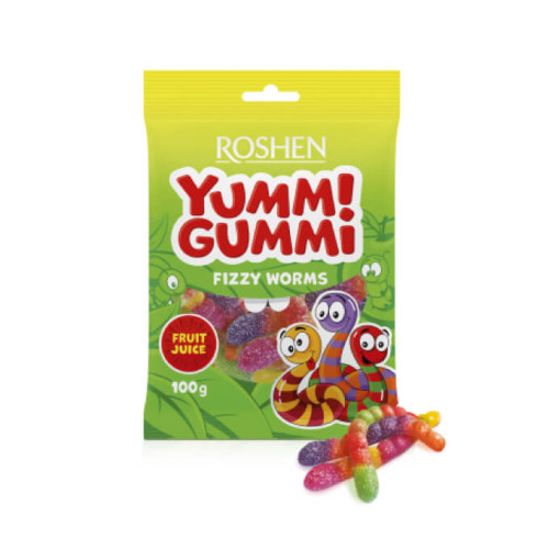 Roshen Конфеты желейные Yummi Gummi Fizzy Worms, Roshen, 100 г, цена 18 ...