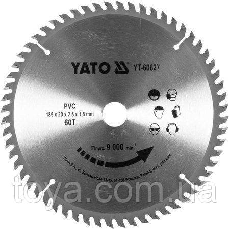 Диск пиляльний по ПВХ YATO: Ø=185х2.5x20 мм, 60 зубців, R.P.M до 9000 1 ...