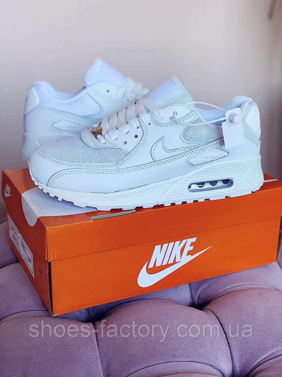Купить Белые Кроссовки Nike Air Max 90 Унисекс (Найк Аир Макс) 39р ...
