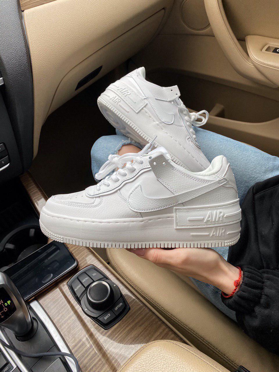 Купить Кроссовки женские Nike Air Force Shadow белые кожа повседневные ...
