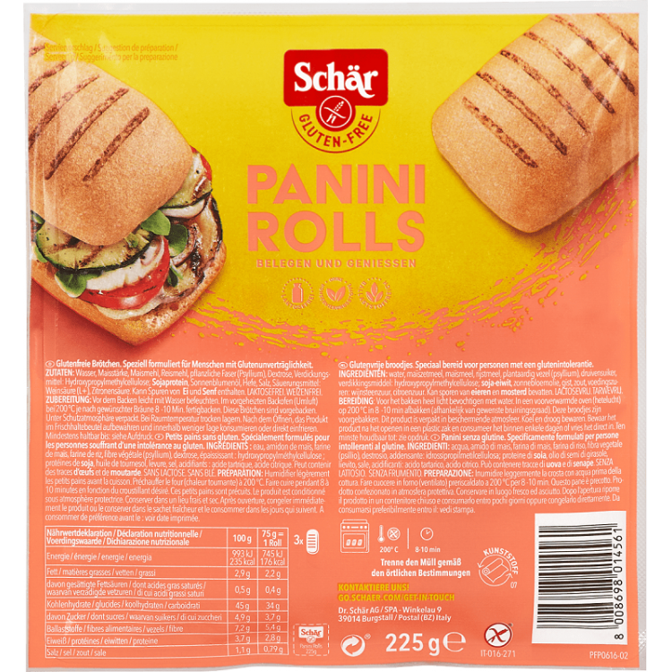 Купити Булочки без глютену білі бутербродні "Panini Rolls" Dr. Schar ...