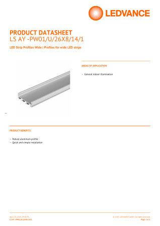 Широкий U-образный профиль 1000x26.0x7.4 , Ledvance [4058075278103], Ледванс, цена 198.99 грн ...