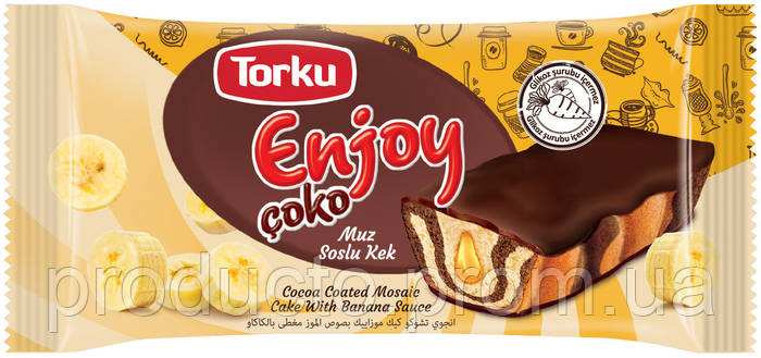 Тістечко Torku Enjoy з банановим сиропом в шоколадній глазурі 45 г ...