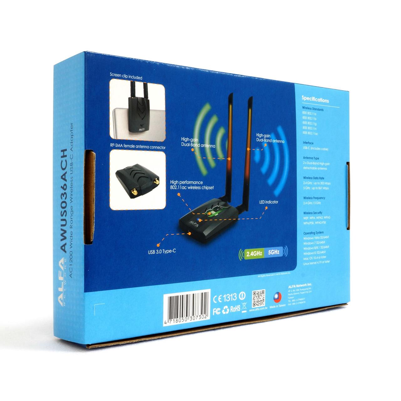 Купить Оригинал! Мощный Usb Wi-Fi адаптер Alfa AWUS036ACH v.2 ...