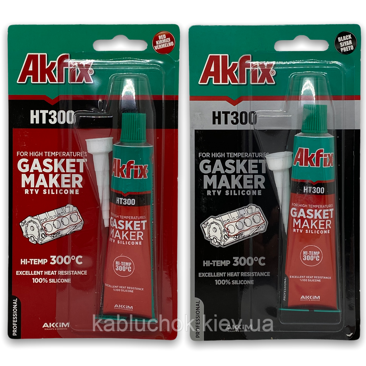 Термостійкий силіконовий герметик Akfix HT300 50 мл Чорний (ID ...