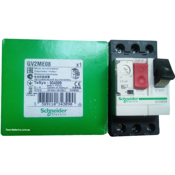 GV2ME08 Schneider Electric Автомат для защиты двигателя 2,5-4А купить у ...