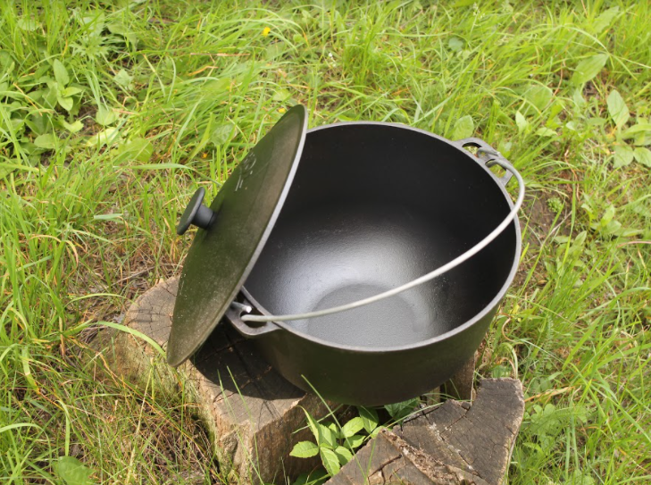 Казан Чугунный 10 Л с Чугунной Крышкой Туристический Казан на Пикник с ...