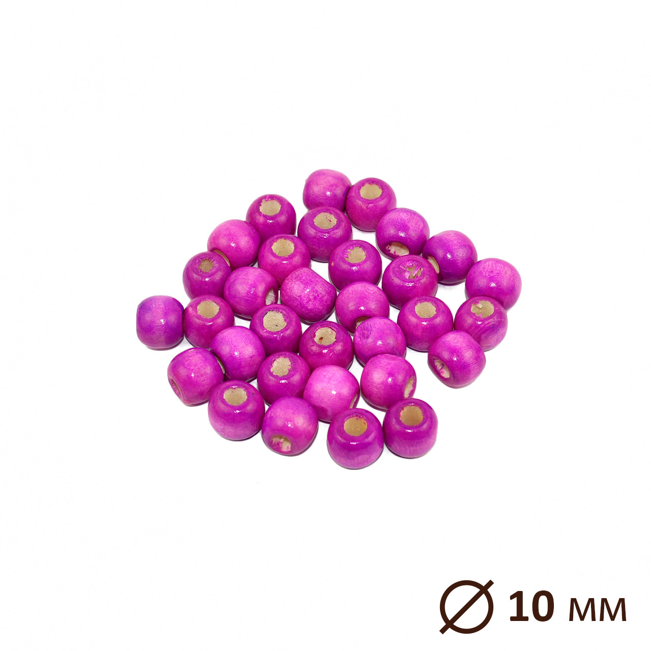 Намистина кругла деревяна Рожева фуксія Ø 10 мм 10 шт продаж ціна у Одесі Декор для шиття