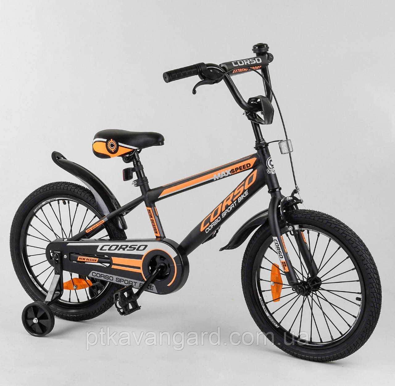 Детский Велосипед 18" Дюймов Оранжевый CORSO ST-18912 Стальная Рама и ...