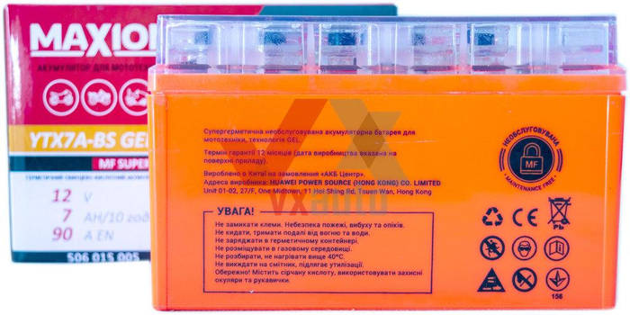 Купить Аккумулятор мото 12v 7Ah 90А Maxion под болт (гелевый), цена 761 ...