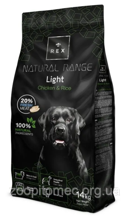 Корм для взрослых собак Rex (Рекс) Natural Range Light с курицей, 3 кг ...