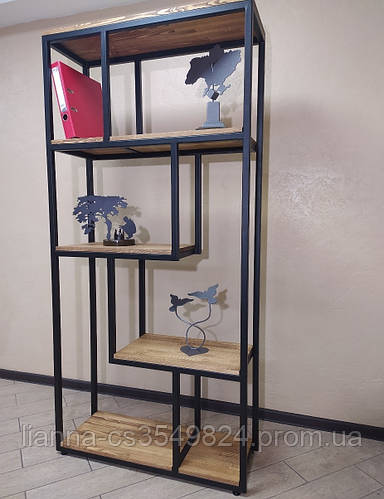 Купить Стеллаж 4 полки в стиле лофт из металла и мебельного щита (сосна ...