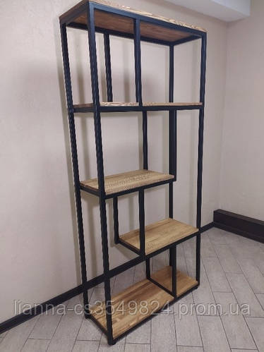 Купить Стеллаж 4 полки в стиле лофт из металла и мебельного щита (сосна ...