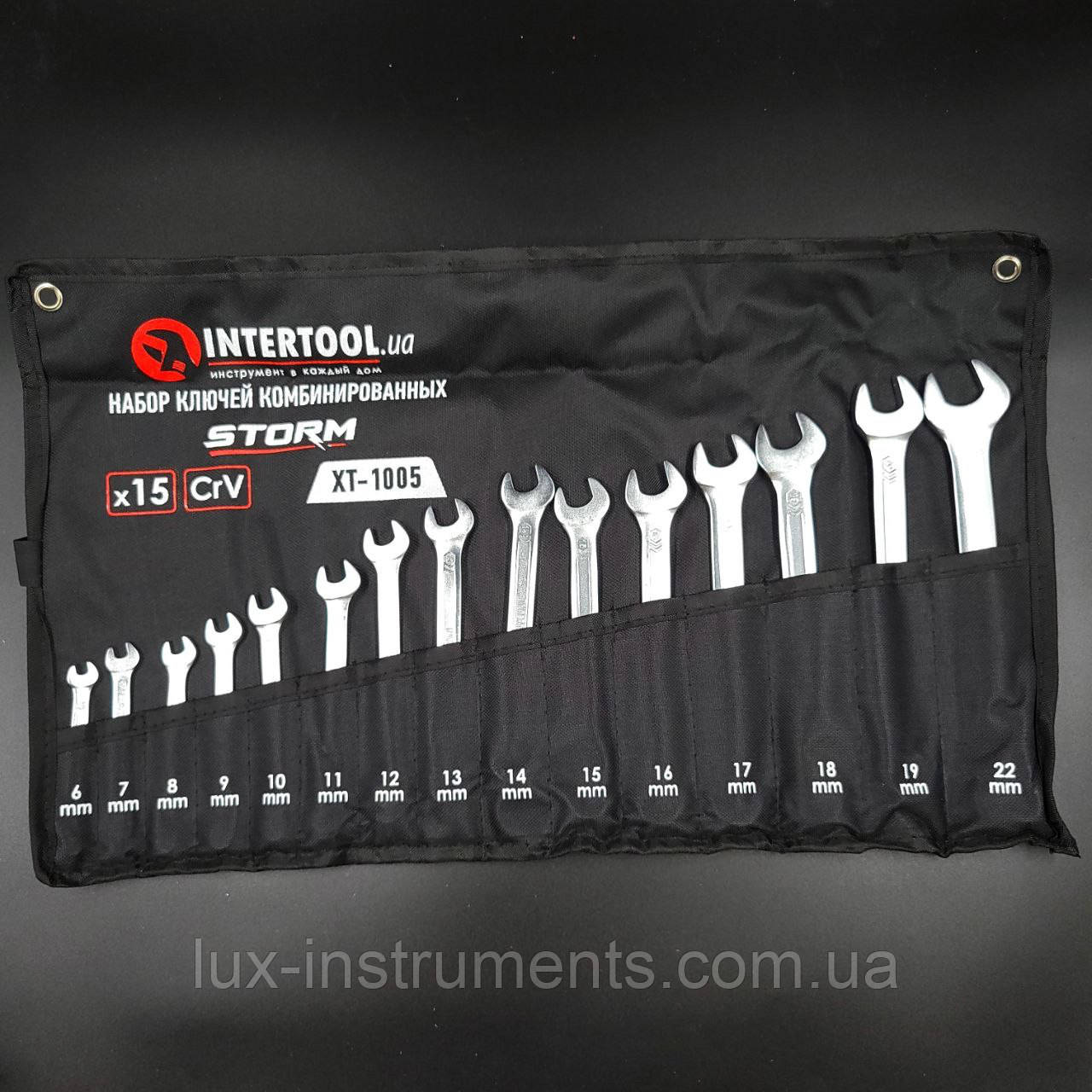 Набор ключей рожково-накидных Intertool XT1005 6-22 мм 15 шт. Набор ключей комбинированных ...