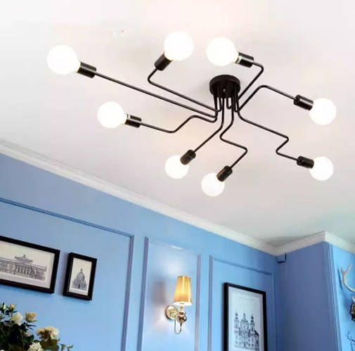 Купить Люстра потолочная паук на 8 лампочек черная, цена 1800 грн ...