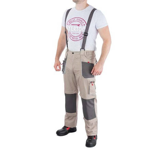 Штани трансформер робітники з лямками 6 в 1, 100 % бавовна, щільність 180 г/м2, M INTERTOOL SP ...