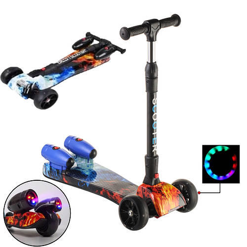 Детский самокат с турбинами музыкальный с дымом РАКЕТА, Трехколесный ...