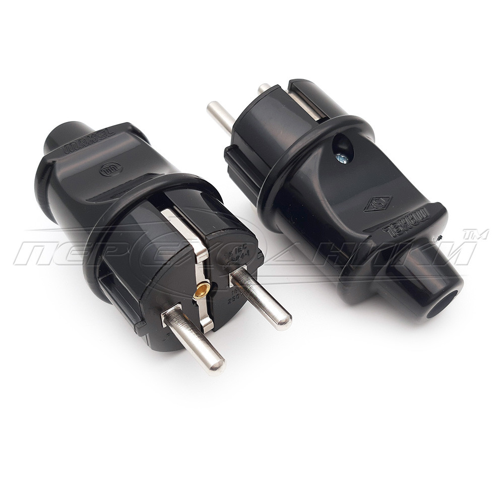 Вилка электрическая Makel 16A EU с заземлением, прямая | Переходники ТМ.