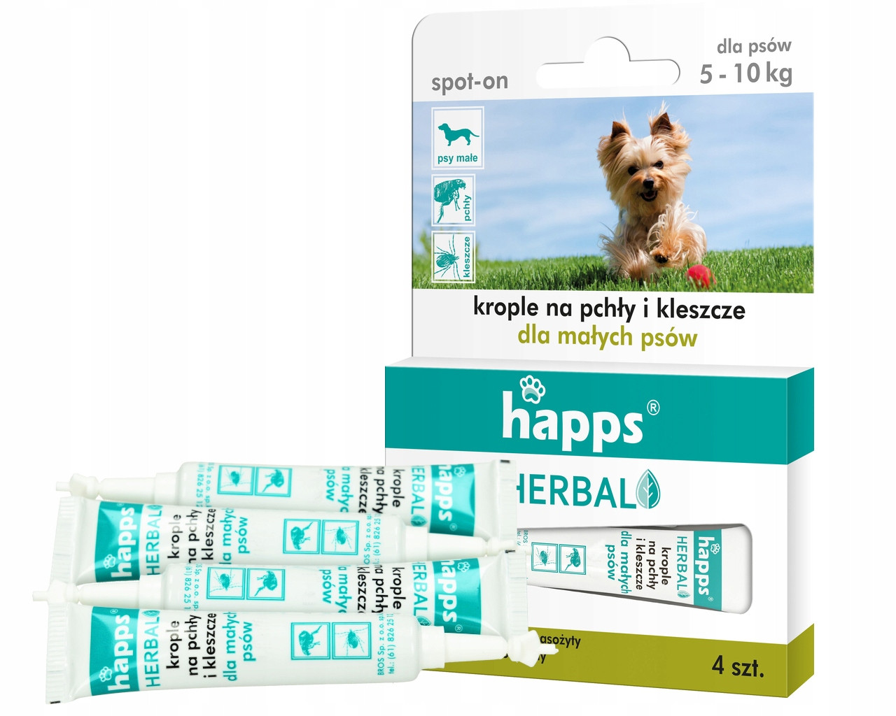 Happs Капли для собак от блох и клещей 5-10kg 4шт: продажа, цена в ...