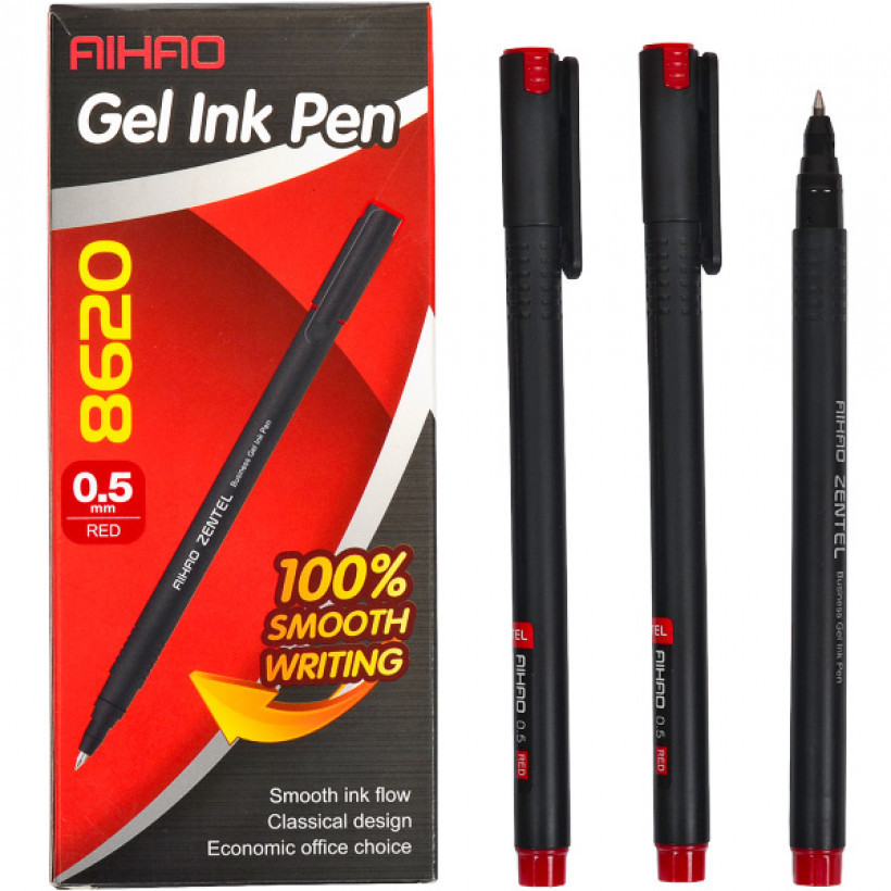 Ручка гелевая красная Zentel (ID#1427107717), цена: 5.81 ₴, купить на ...