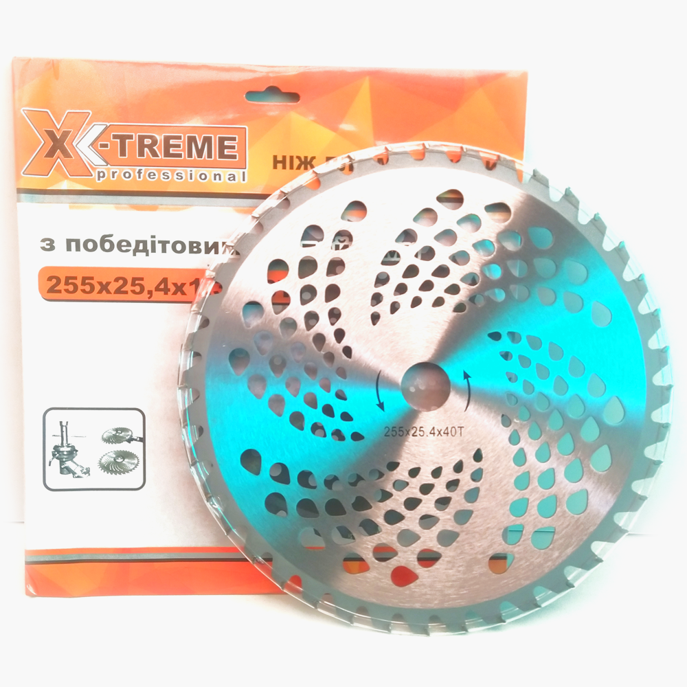 Диск для мотокосы бензокосы триммера 40t зубьев с победитовыми напайками 255mm*1,3mm*25,4mm ...