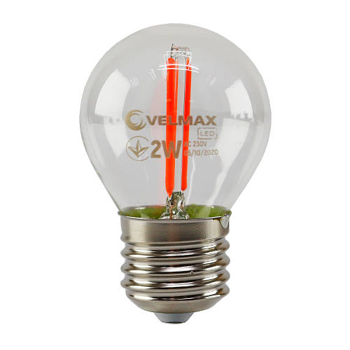 LED лампа VELMAX V-Filament-G45, 2W, E27, червона, 200Lm, ціна 72 грн ...